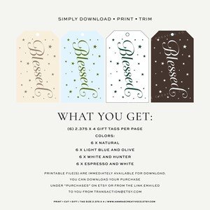 Blessed Gift Tag Printable Set – Instant Digital Download ...