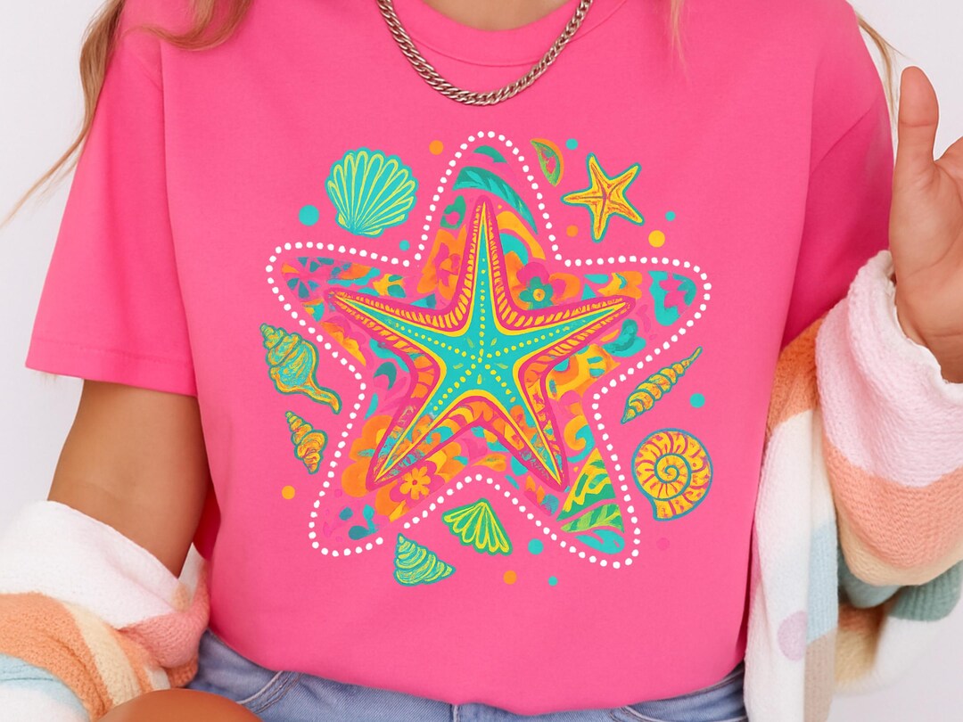 Preppy Starfish Coquette PNG | Summer Beach Vibes Sublimation | Retro ...