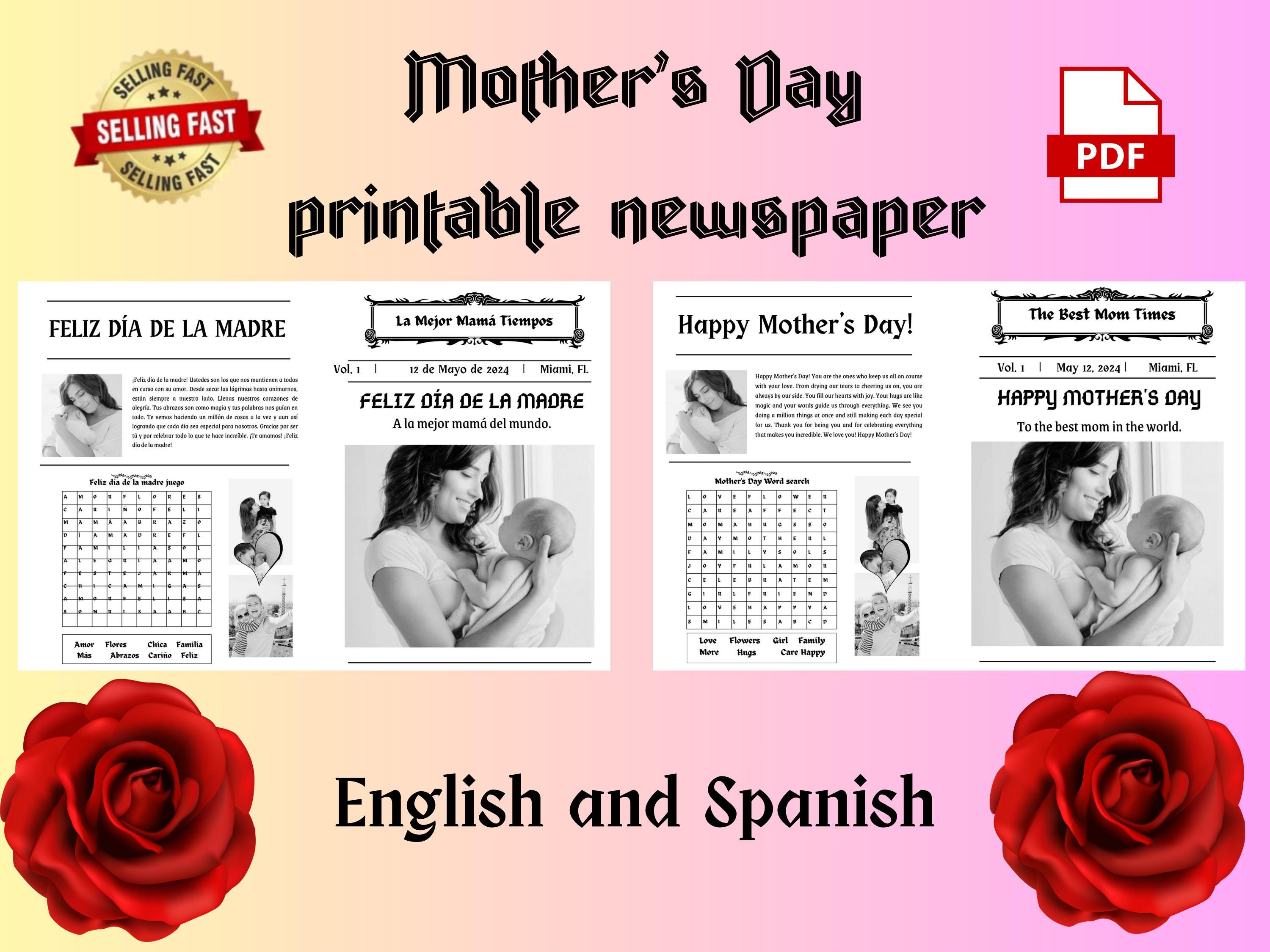 Mothers Day Newspaper Template | Mothers Day Gift | Personalized Gift ...