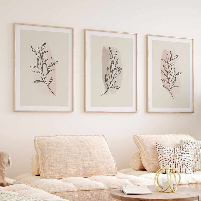 Tryptic Wall Art, Fineline Printable Art, Botanical Prints, Line Art ...
