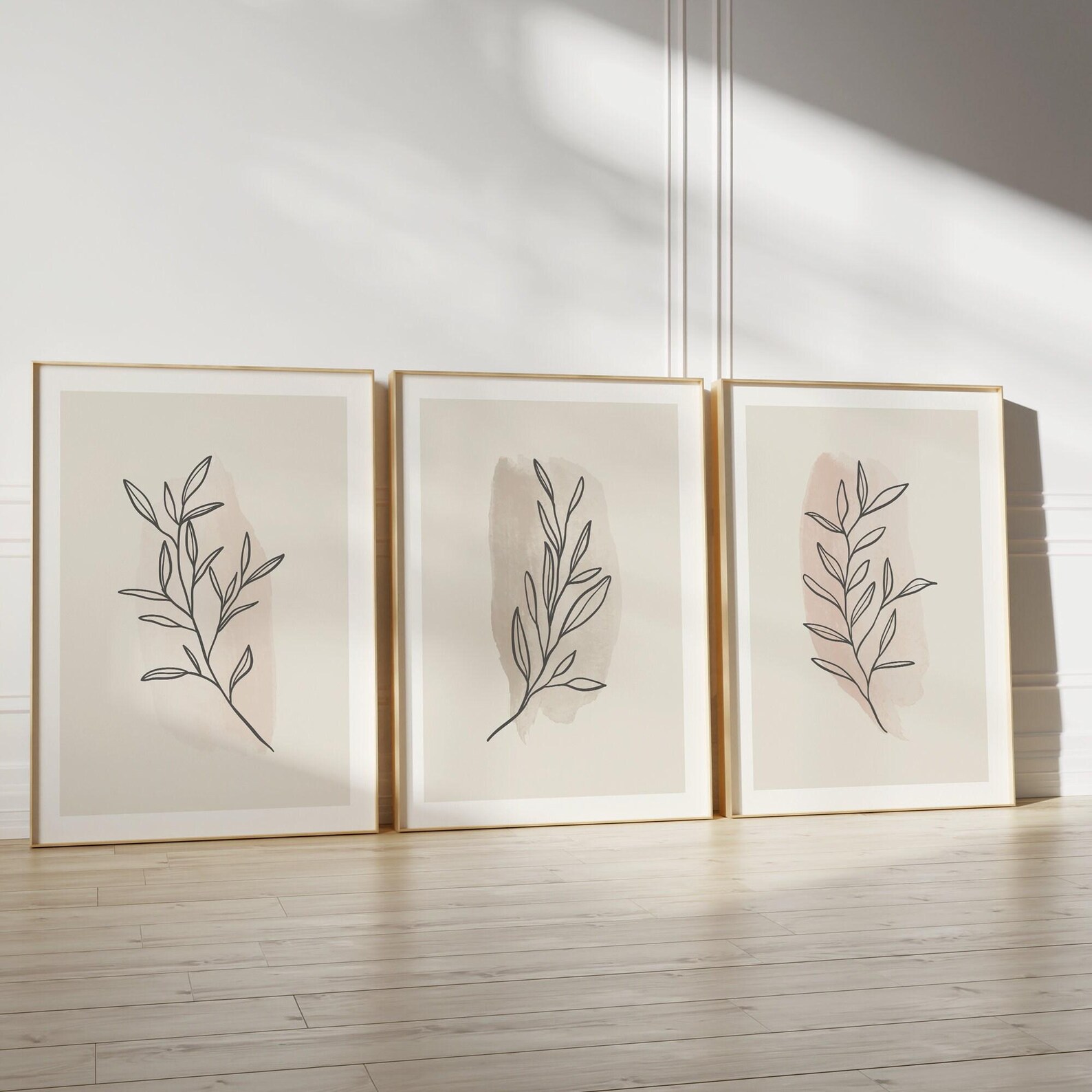 Tryptic Wall Art, Fineline Printable Art, Botanical Prints, Line Art ...