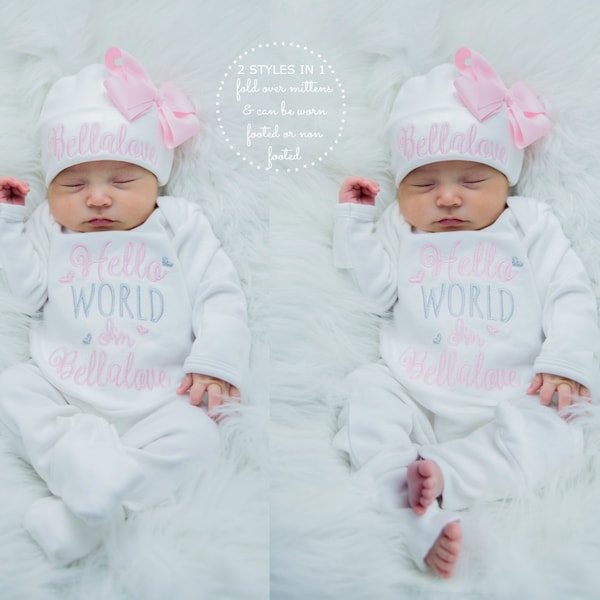 Hello World Newborn Outfit Girl - Etsy