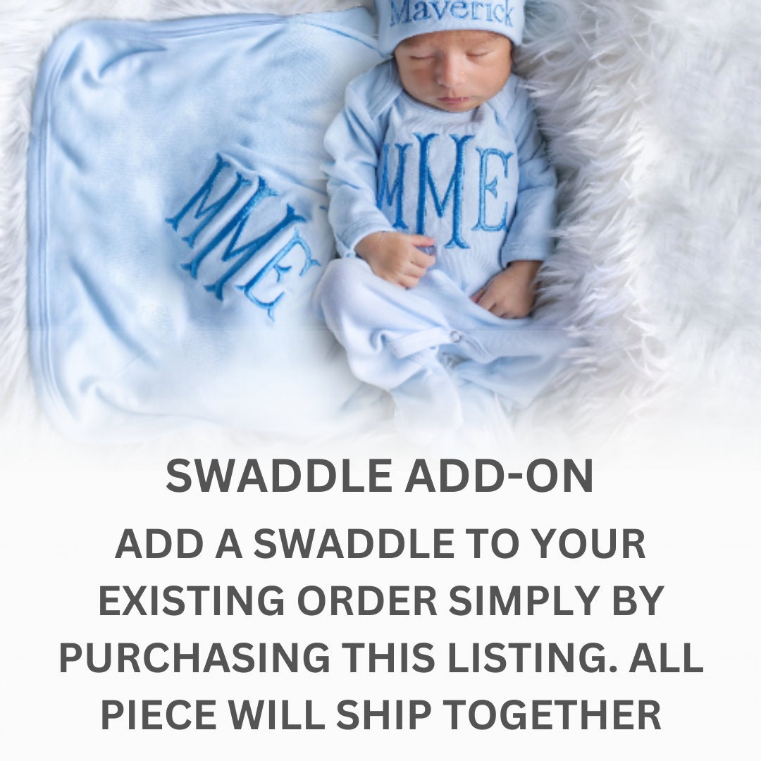 Matching Swaddle for Current Orders Only - Light Blue Fish Monogram - Etsy
