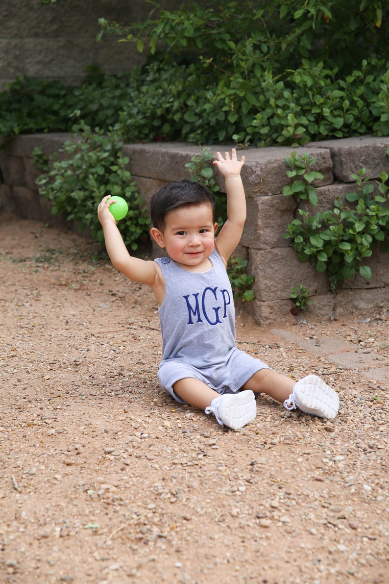 Boys Monogrammed Jon Jon Boys Bubble Romper Boys Summer | Etsy