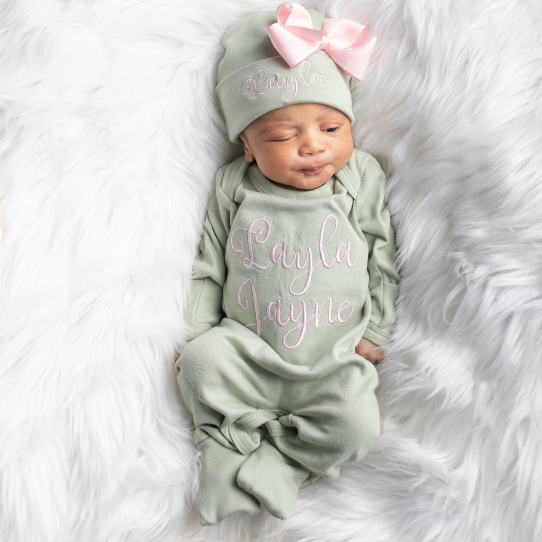 Newborn Girl Clothes, Newborn Girl Home Outfit, Newborn Girl Gift, Personalized Baby Girl Gift ...