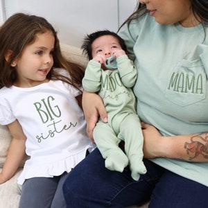 Big Sister T Shirt, Embroidered Big Sister T Shirt , Sibling T Shirt, Made to Match Sister T ...