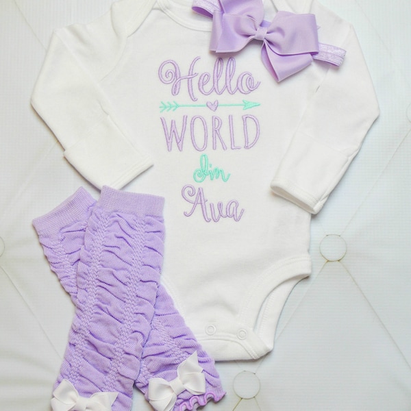 Hello World Newborn Outfit Girl - Etsy