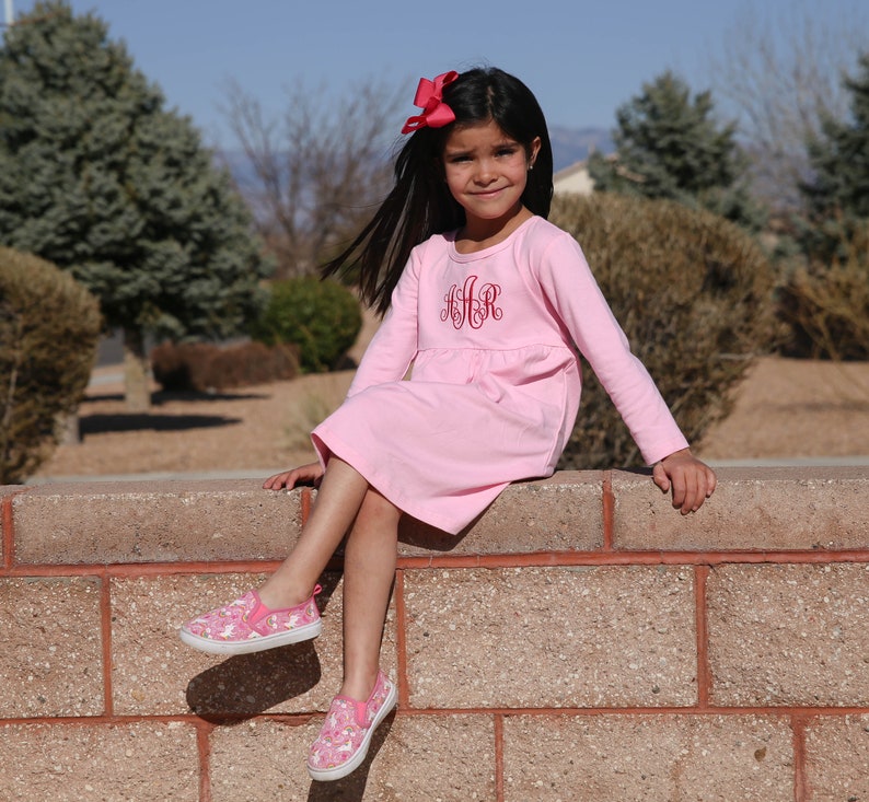 Girls Monogrammed Dress Girls Dress Personalized Girls Dress Dress With ...