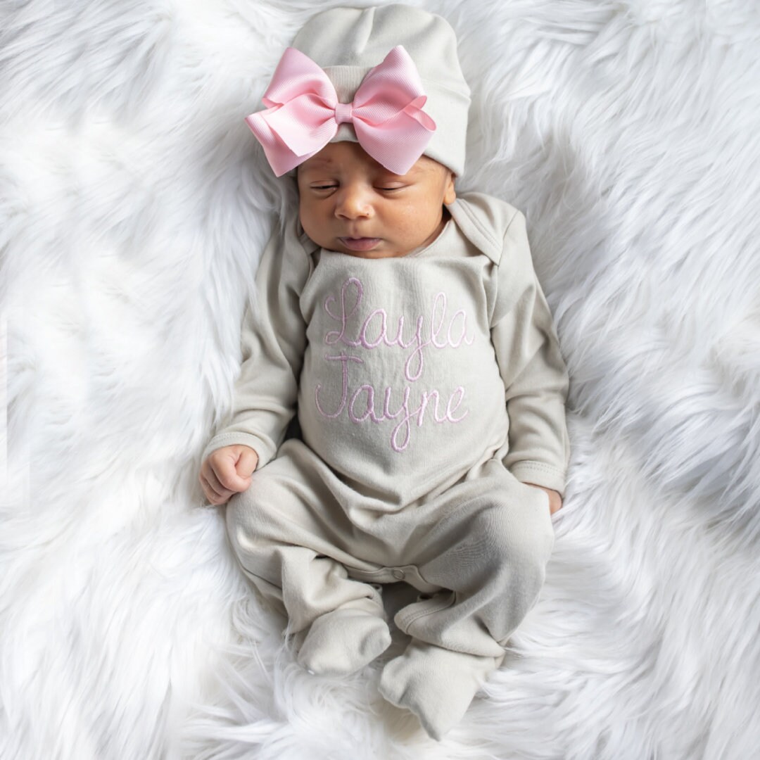 Newborn Baby Girl Clothes, Baby Girl Coming Home Outfit Baby Girl Gift Personalized Baby Girl ...