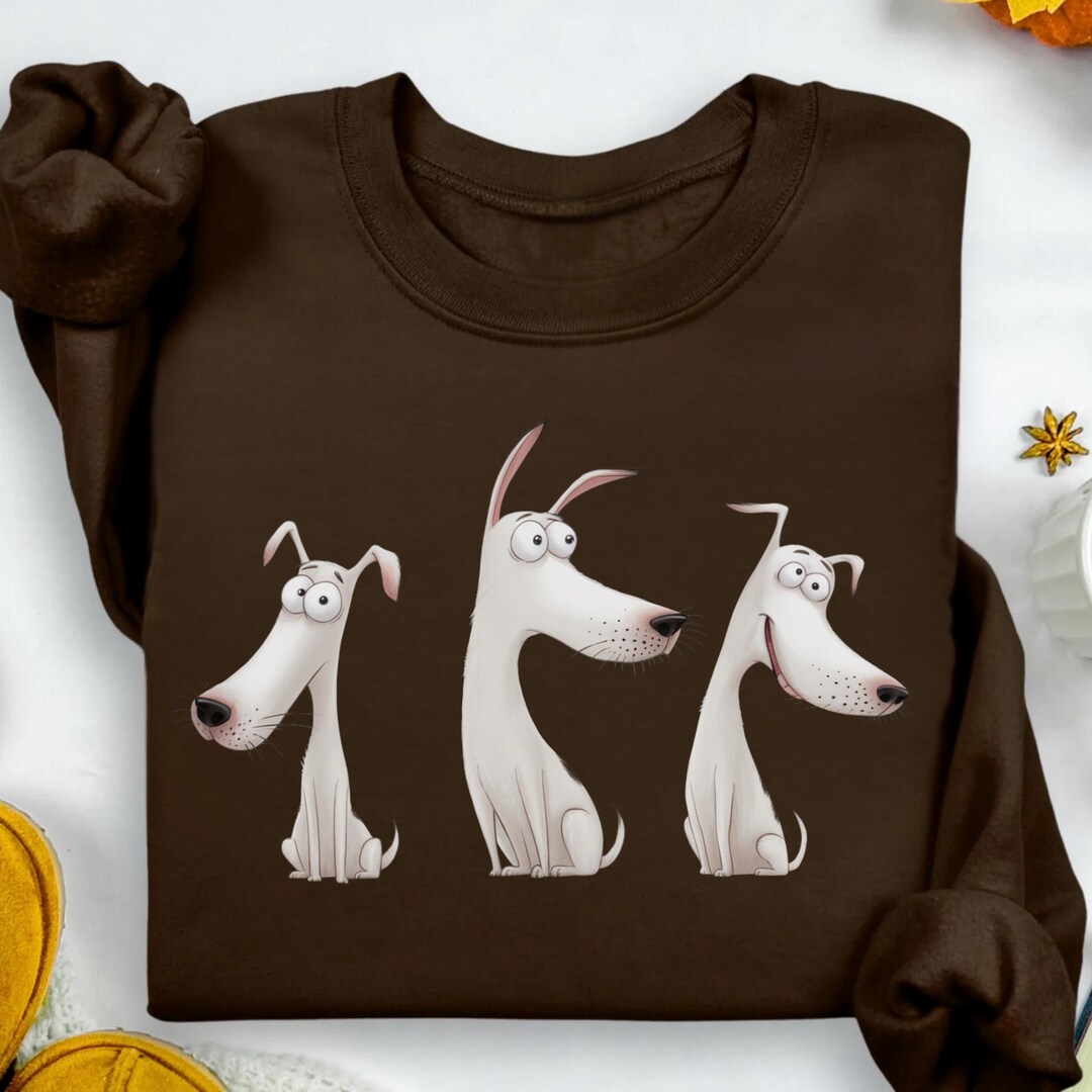 Three Elongated White Dogs PNG, Funny Dog Shirt Design, Whimsical Dog ...