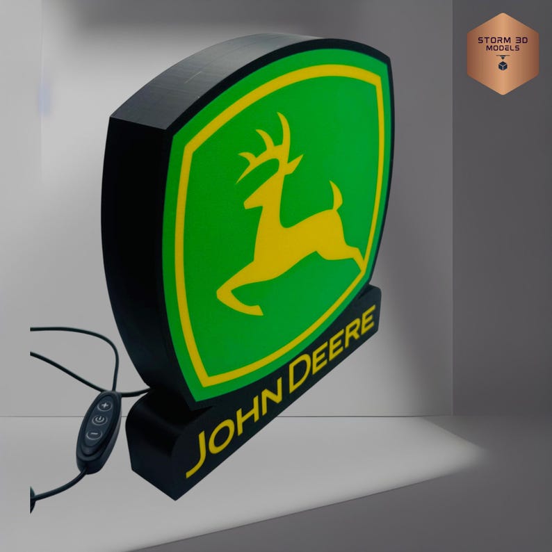 John Deere LED Lightbox – 3D Printed Tractor Logo Lamp, Farmhouse Décor ...