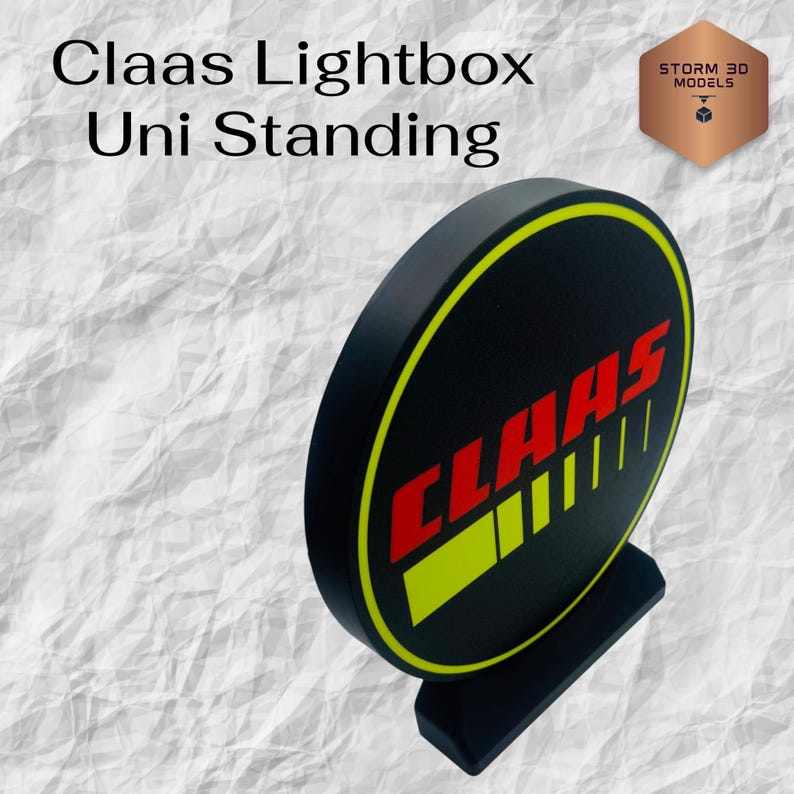 Claas Inspired LED Lightbox – 3D Printed Tractor Logo Lamp, Farmhouse ...
