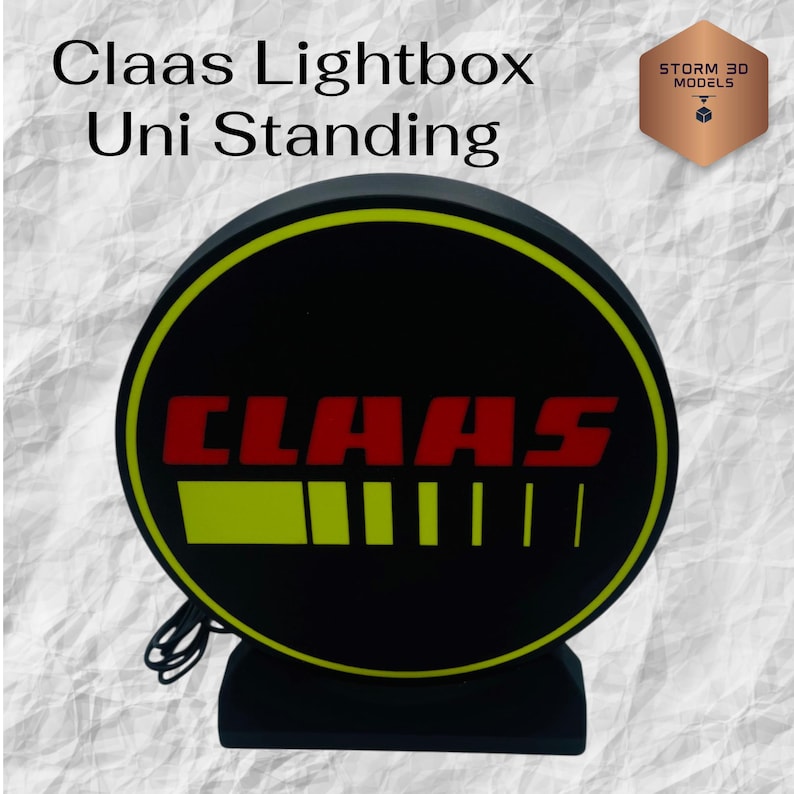 Claas Inspired LED Lightbox – 3D Printed Tractor Logo Lamp, Farmhouse ...