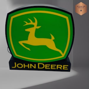 John Deere LED Lightbox – 3D Printed Tractor Logo Lamp, Farmhouse Décor ...