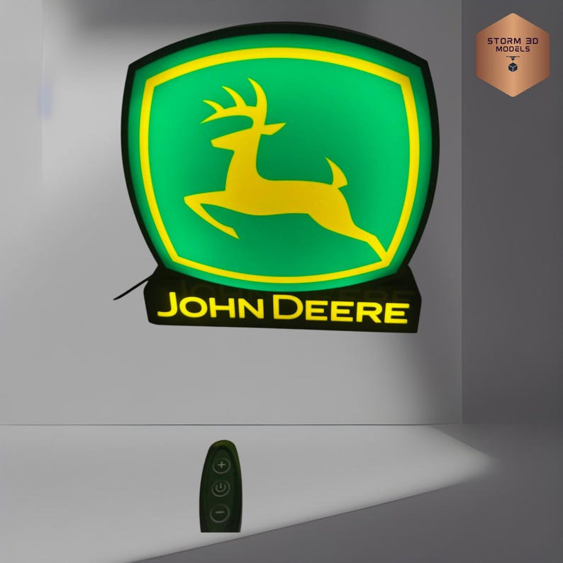 John Deere LED Lightbox – 3D Printed Tractor Logo Lamp, Farmhouse Décor ...