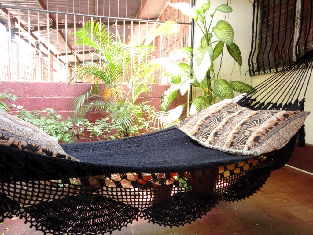 Black Magic Two Single Hammock Hand-woven Natural Cotton - Etsy