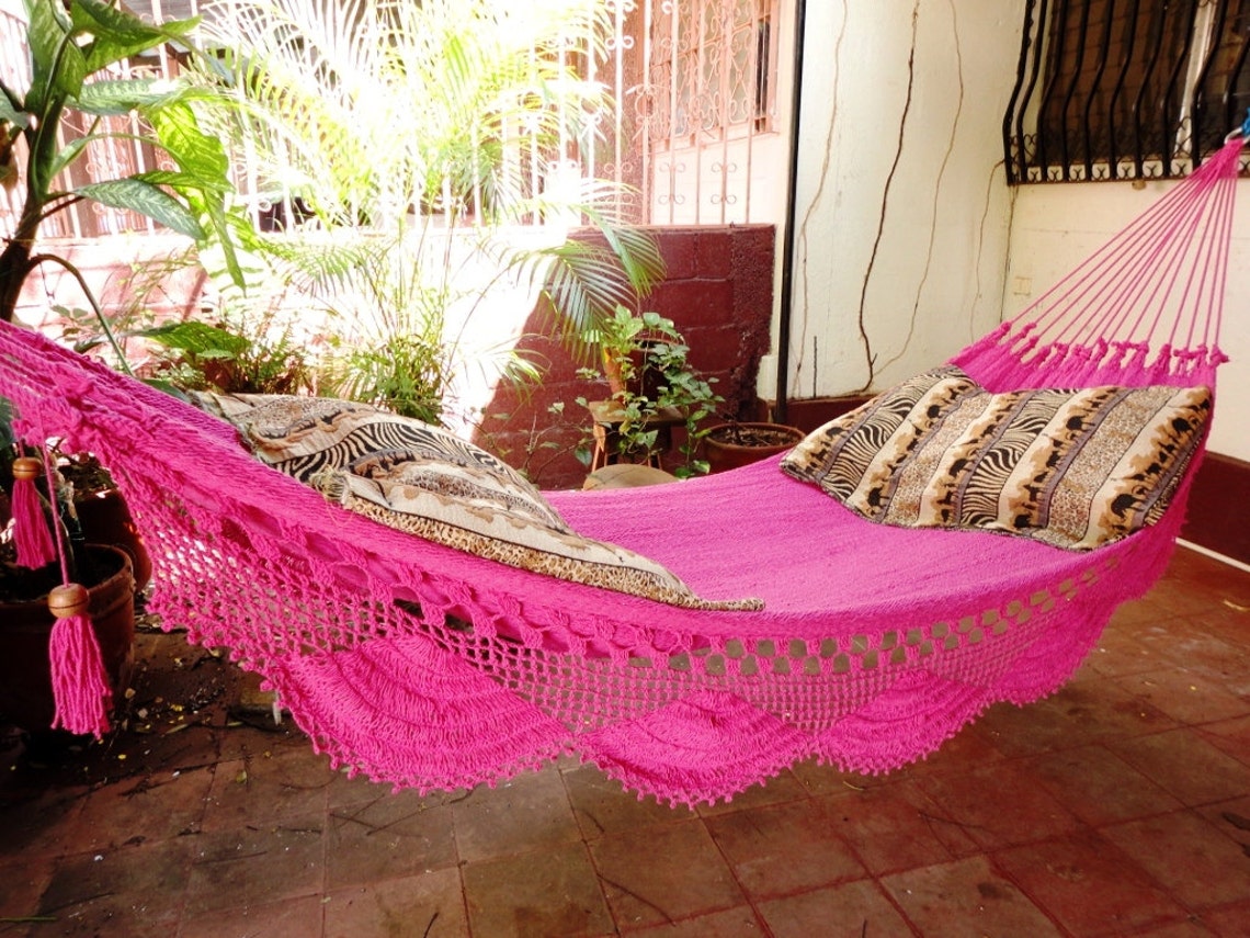 Fuchsia Pink Hammock Double Hammock Hand-woven Natural Cotton - Etsy