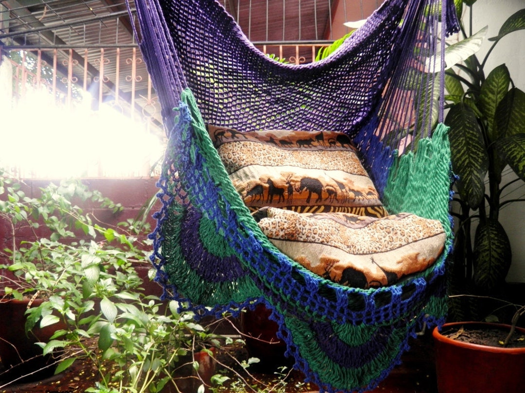 Tricolor Sitting Hammock, Hanging Chair With Simple Fringe. - Etsy