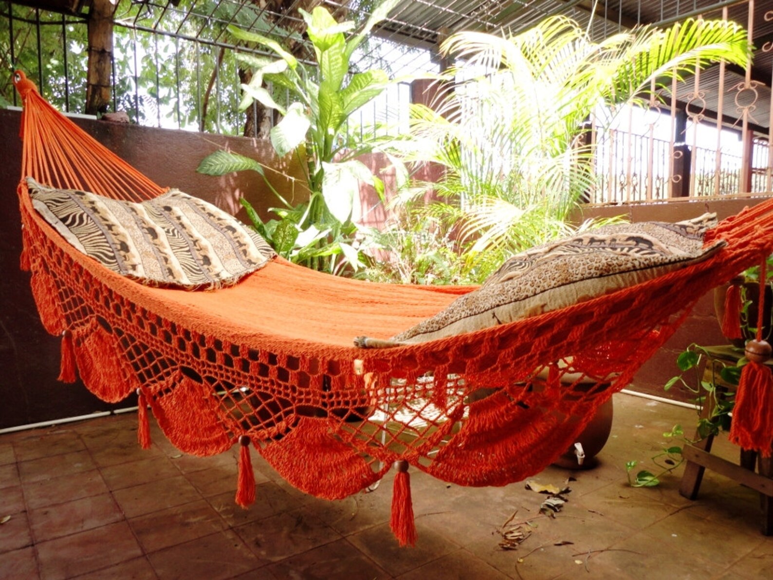 Orange Single Hammock Hand-woven Natural Cotton Special Fringe - Etsy