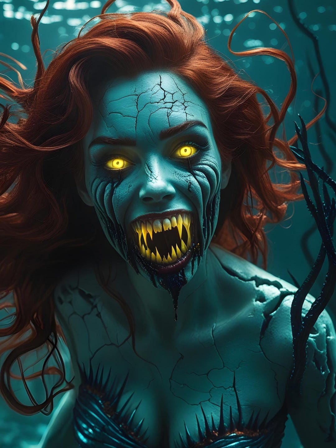 Demonic Mermaid Wallpaper – Horror Fantasy Lock Screen | Dark Ocean ...