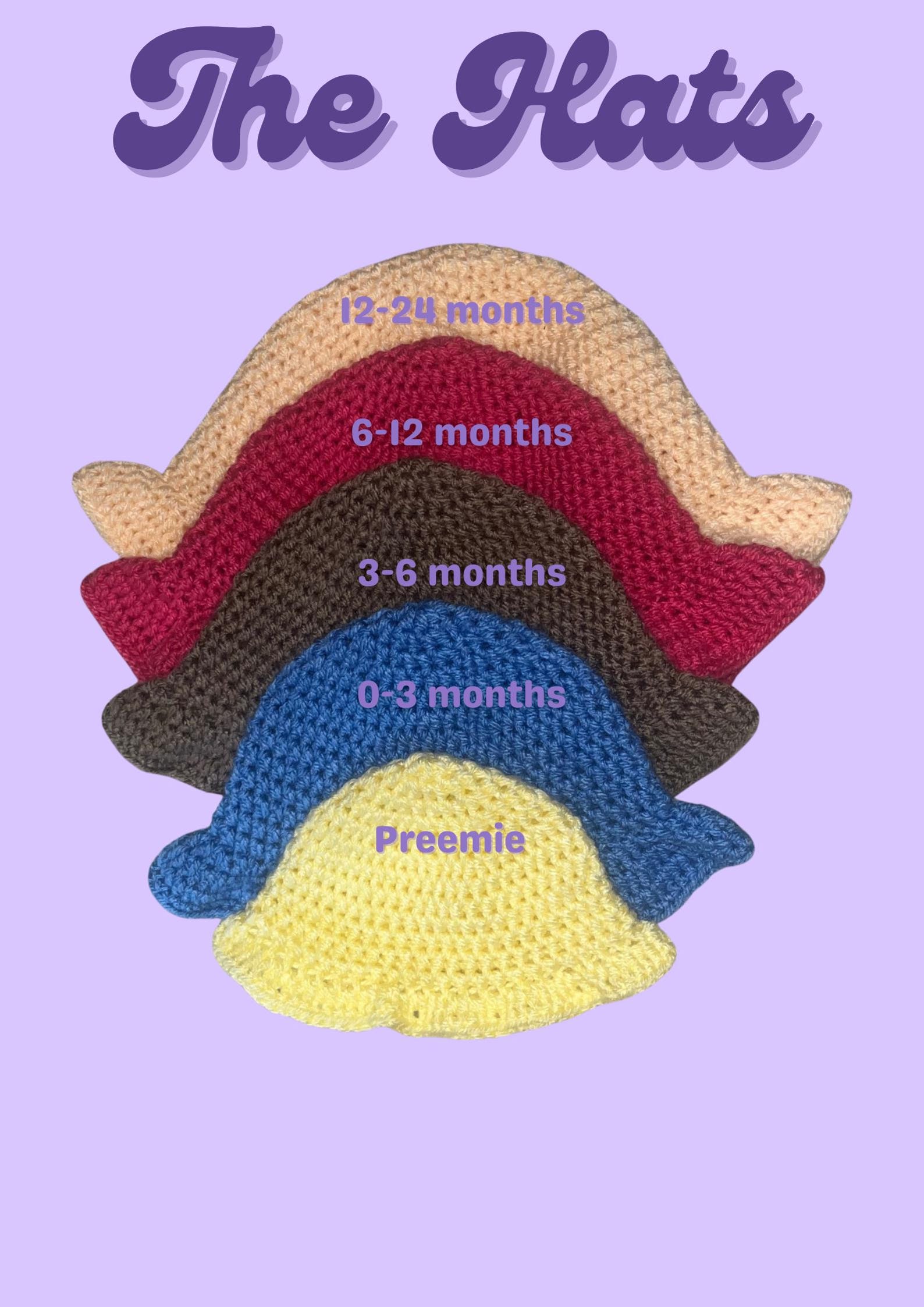 Crochet Baby Bucket Hat PDF Pattern ONLY. 5 Sizes! Preemie, 0-3 Months ...