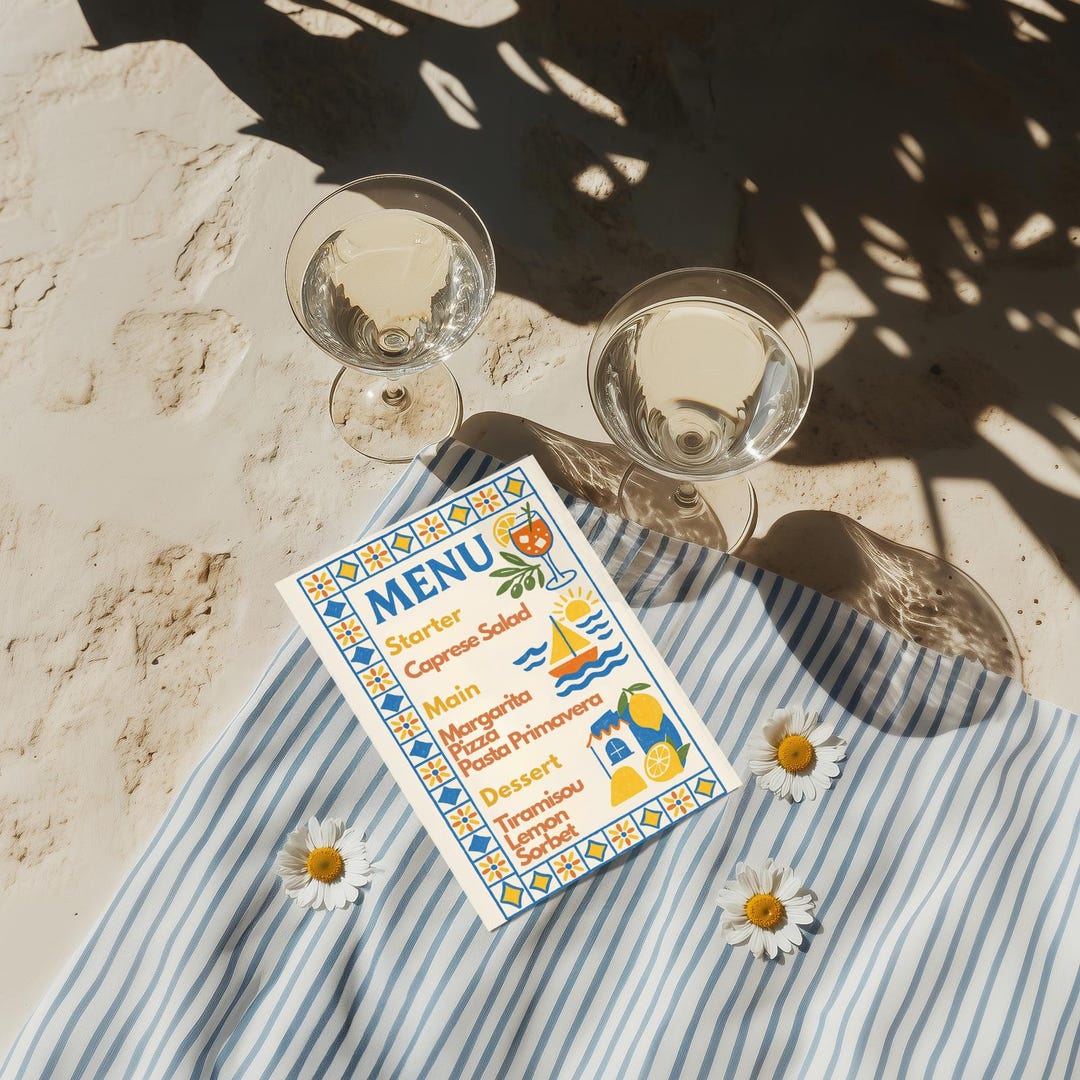 Editable Italian Summer Menus – Canva Template for Dinner Party ...