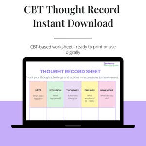 CBT Thought Record Worksheet - Printable Therapy Tool for Clients ...