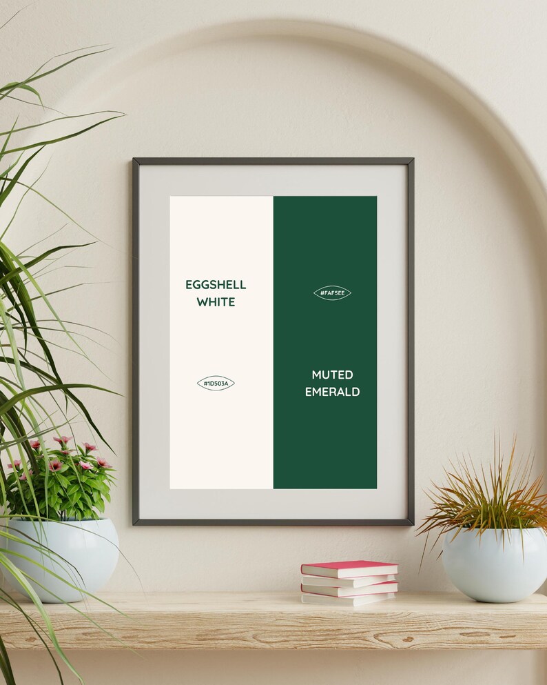 Green Color Combo, Green Color Palette Wall Art, Muted Emerald and ...