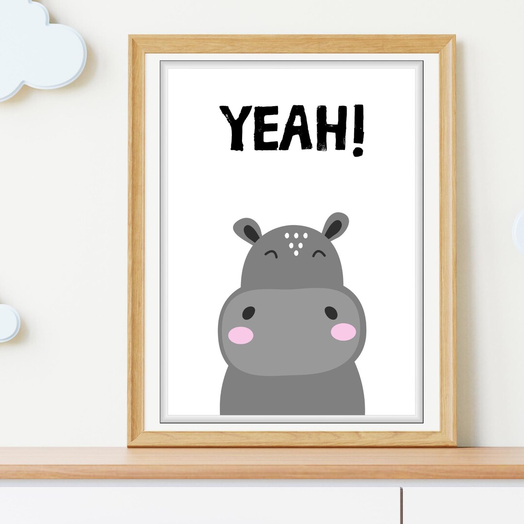 Baby Hippo Yeah Nursery Print – Printable Kids Room Decor – Instant ...
