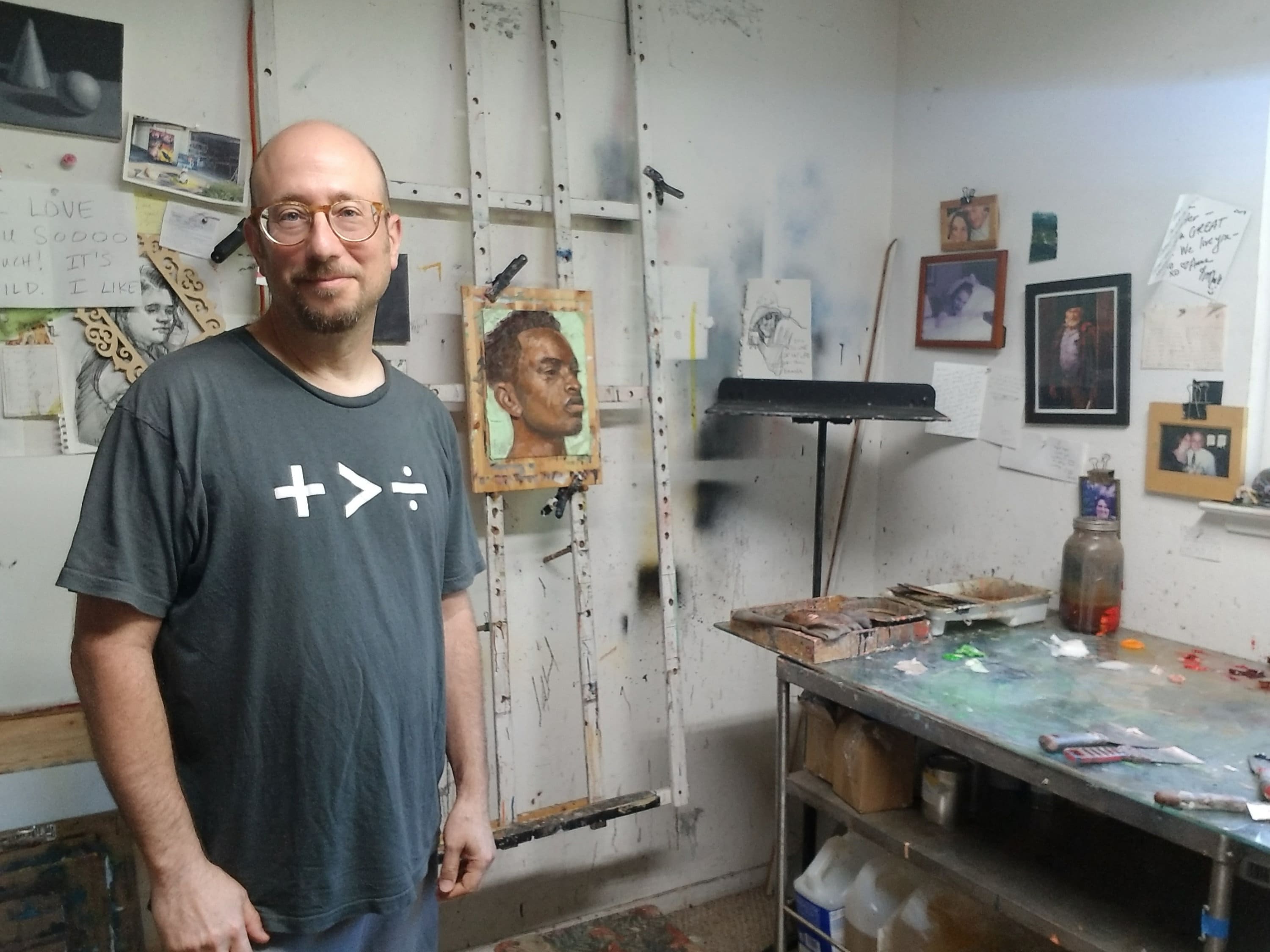 Handsome 20ish Black Man in Three Quarter View, oil on canvas panel ...