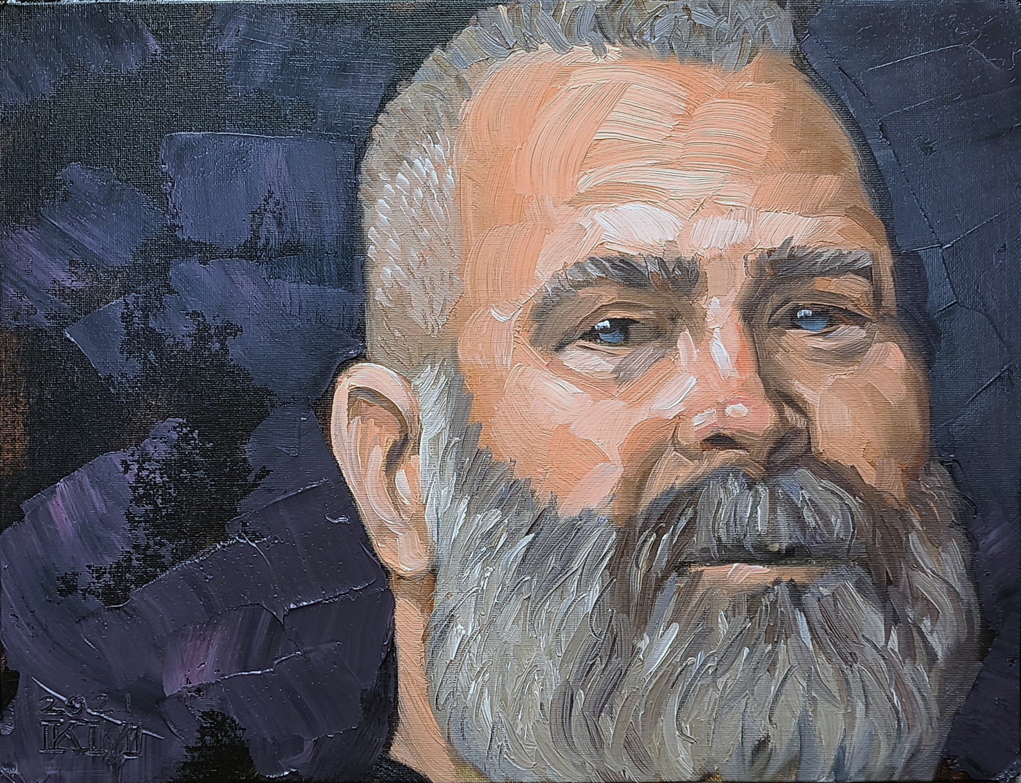 Sweet Bearded Man, 12x16 inches oil on canvas panel by Kenney Mencher ...