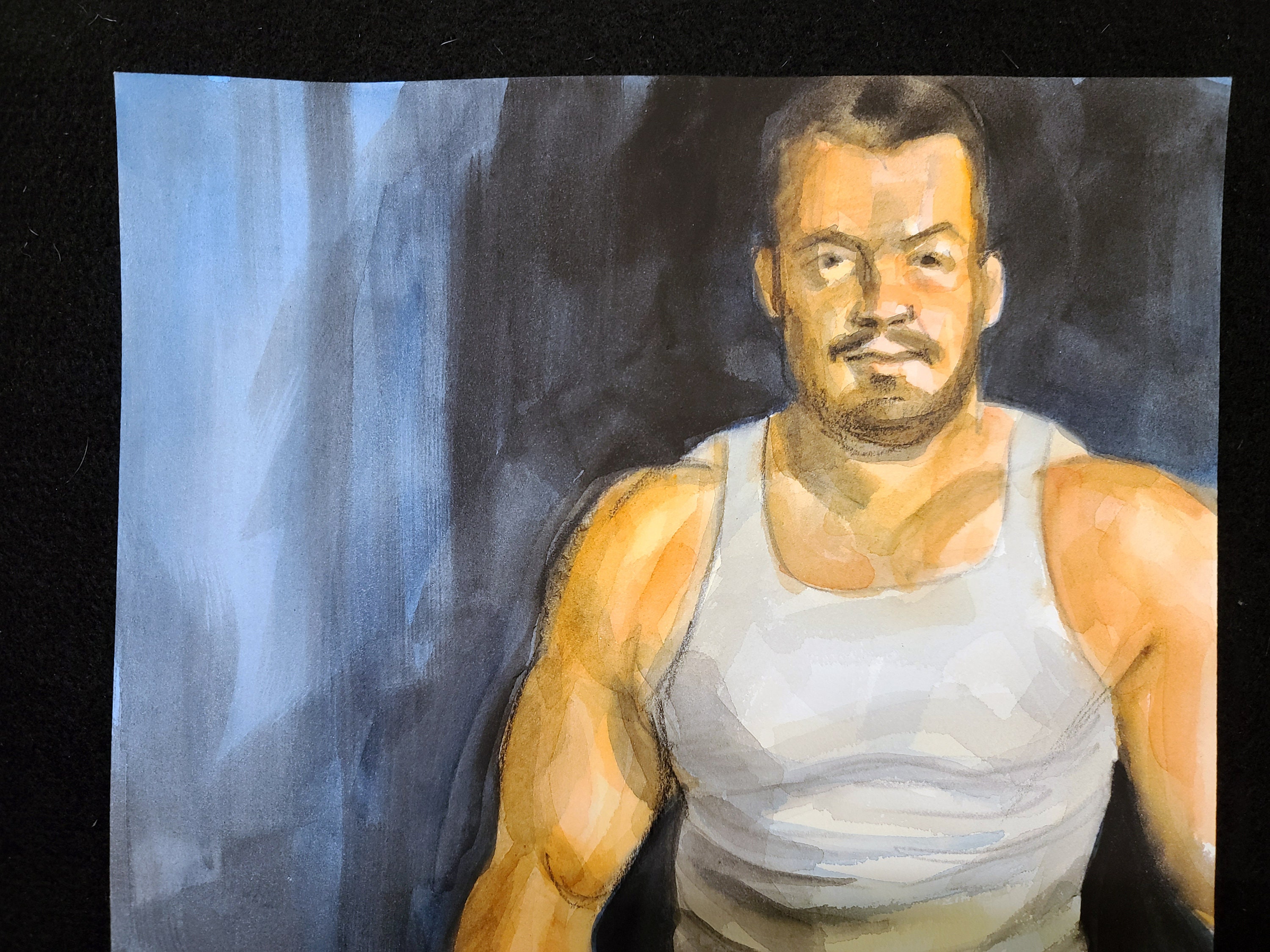 Handsome Husband, 11x14 inches watercolor on cotton paper by Kenney ...