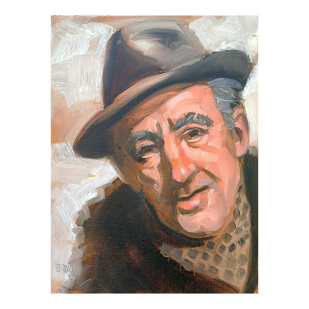 Portrait of Sig Arno Actor, 9x12 Inches Oil on Canvas Panel by Kenney ...