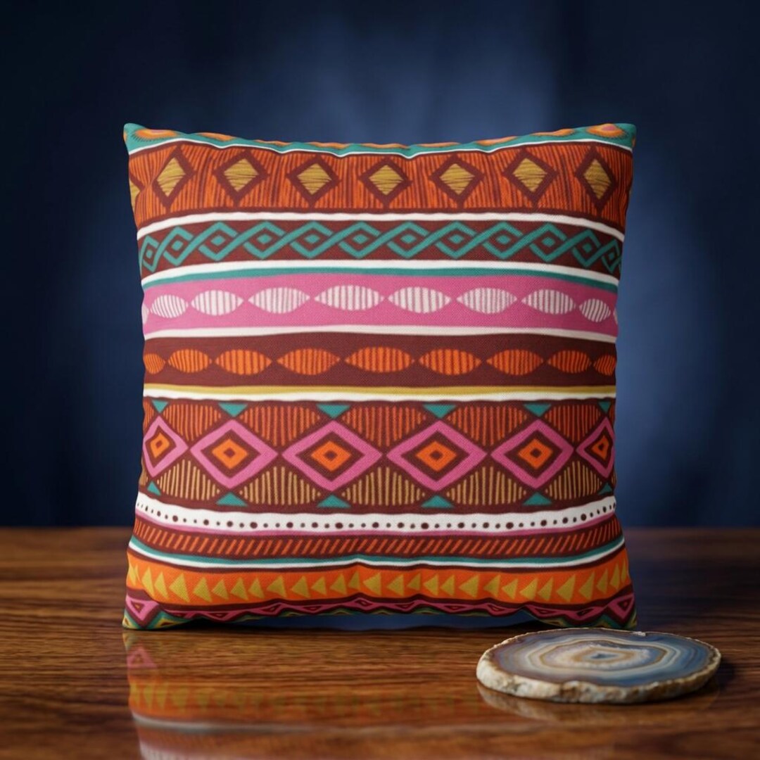 Boho Aztec Stripe Pillow Cover, Tribal Pattern Outdoor Throw Pillowcase ...