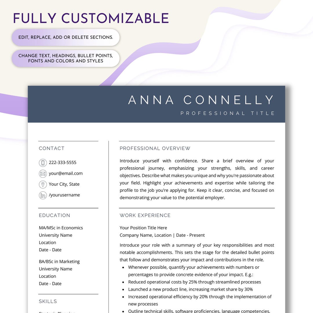 Resume, Ats Resume, Resume Template, Cover Letter, Horizontal Resume ...