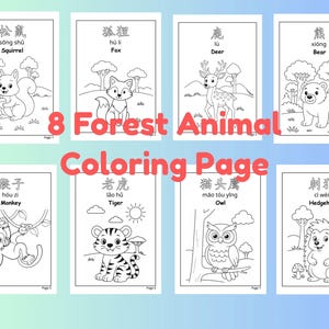 Forest Animal Coloring Book With Chinese Words | Learn Mandarin for ...