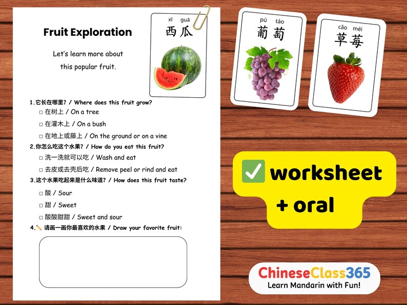 Fruit Flashcards in Chinese | Learn Chinese Fruits | Printable Cards ...