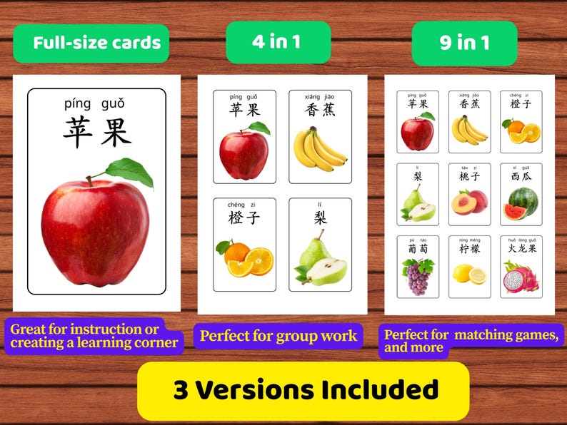 Fruit Flashcards in Chinese | Learn Chinese Fruits | Printable Cards ...