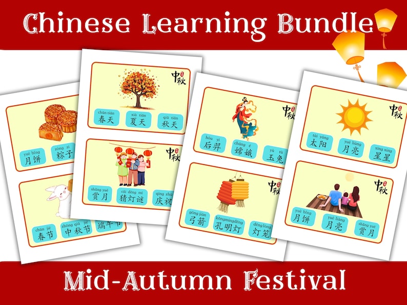 Mid-autumn Festival Chinese Learning Bundle:moon Festival Printable ...