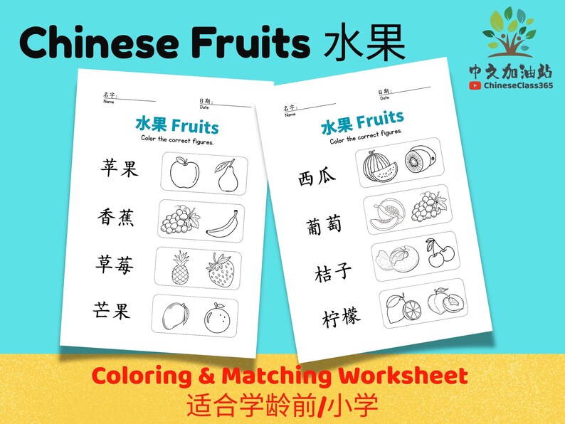 Mandarin Fruits Pack | 30 Chinese Character Flashcards + 8 Fun ...