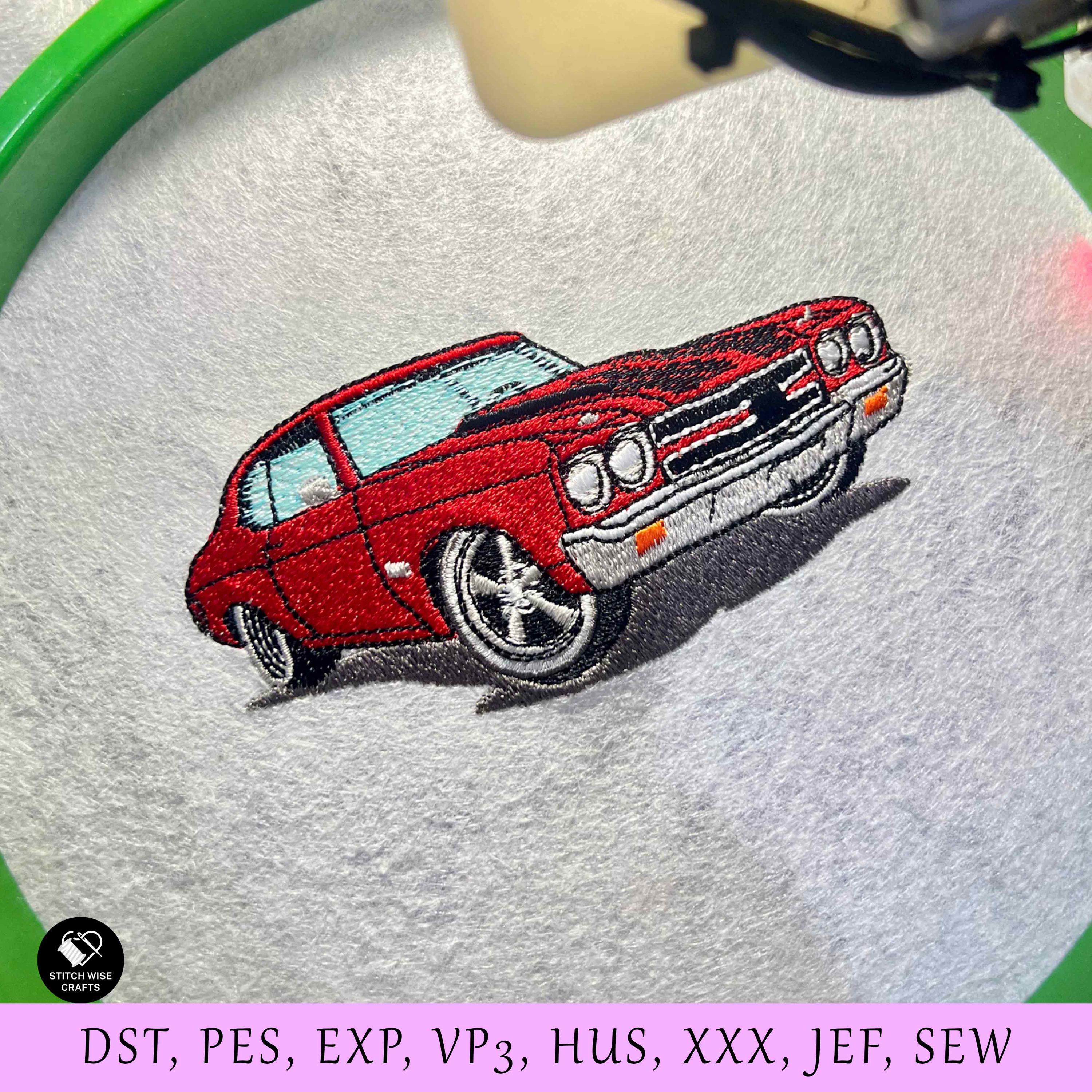 Retro American Beast Car Machine Embroidery Designs File for Hats and ...