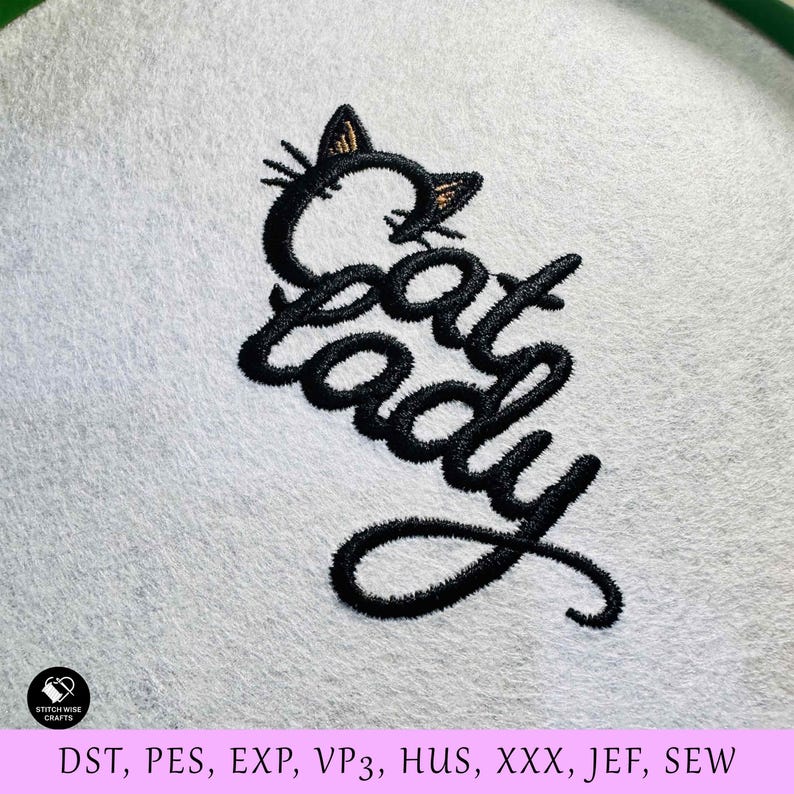Cat Lady Embroidery Machine File for Hats, Cute Cat Ear Cap Design, Pet ...