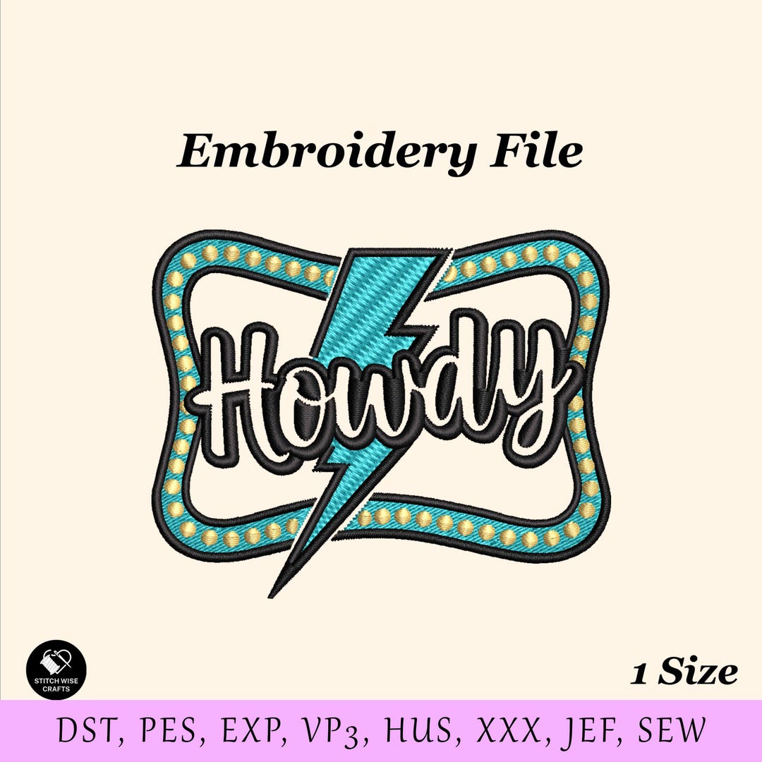Howdy Machine Embroidery Design File for Hats and Beanie, Western Embroidery, Custom Embroidery ...