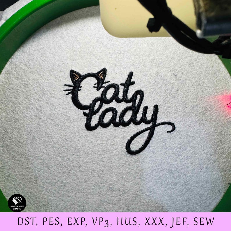 Cat Lady Embroidery Machine File for Hats, Cute Cat Ear Cap Design, Pet ...