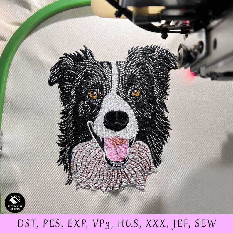 Collie Dog Machine Embroidery Design File for Sweatshirts and Hoodies ...
