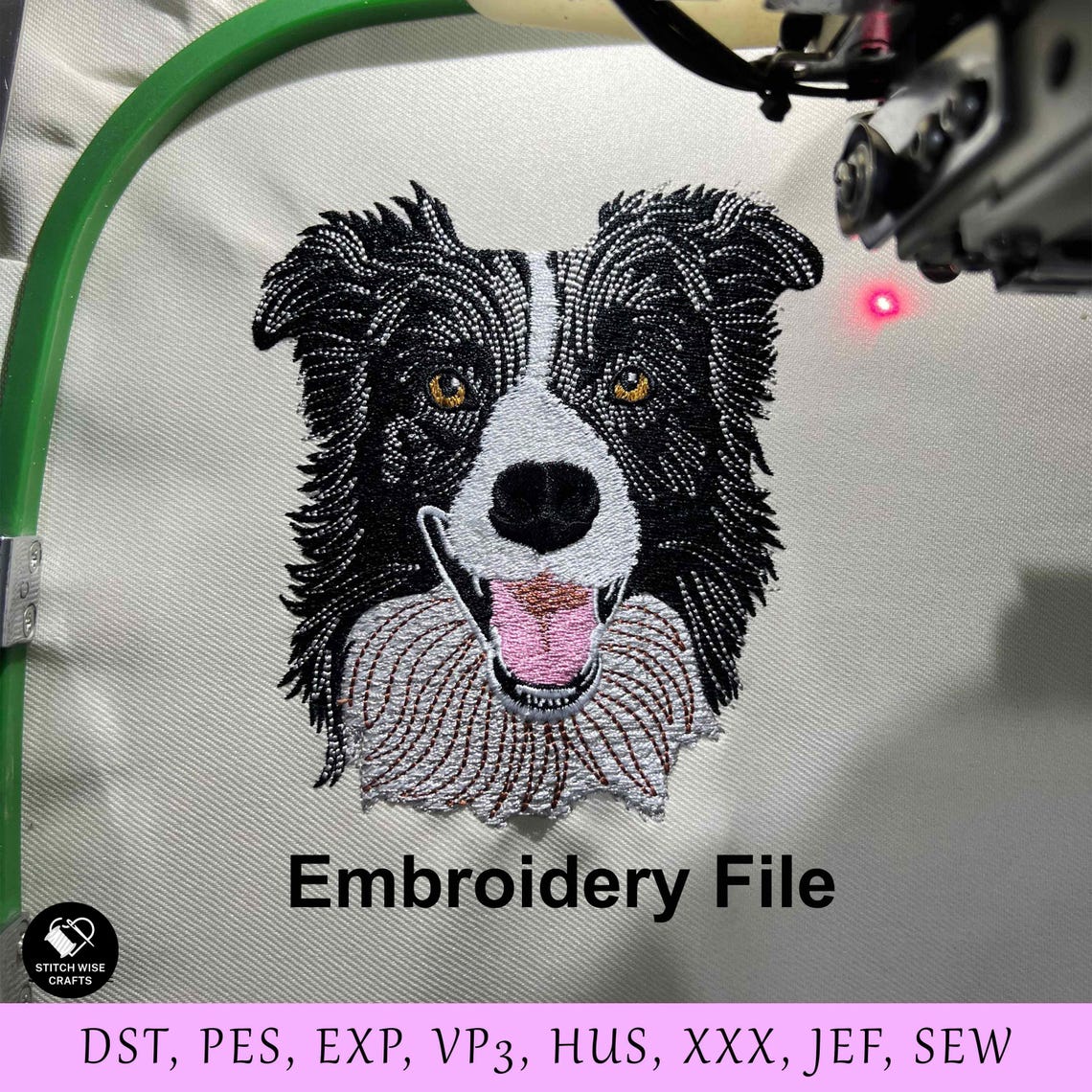 Collie Dog Machine Embroidery Design File for Sweatshirts and Hoodies ...