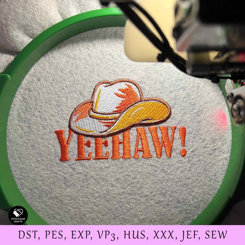 Yeehaw Cowboy Hat Machine Embroidery Design File for Hats and Beanie ...