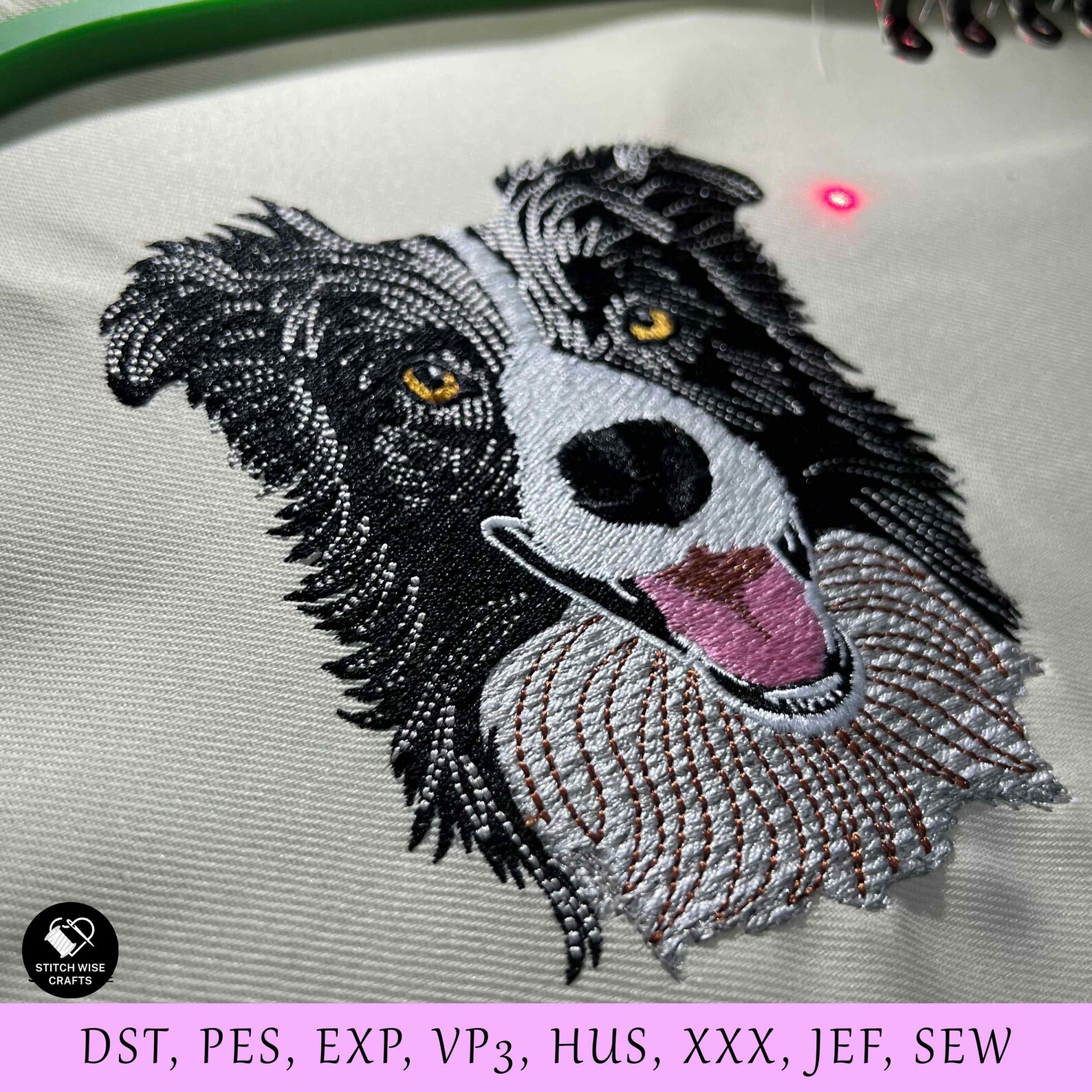 Collie Dog Machine Embroidery Design File for Sweatshirts and Hoodies ...