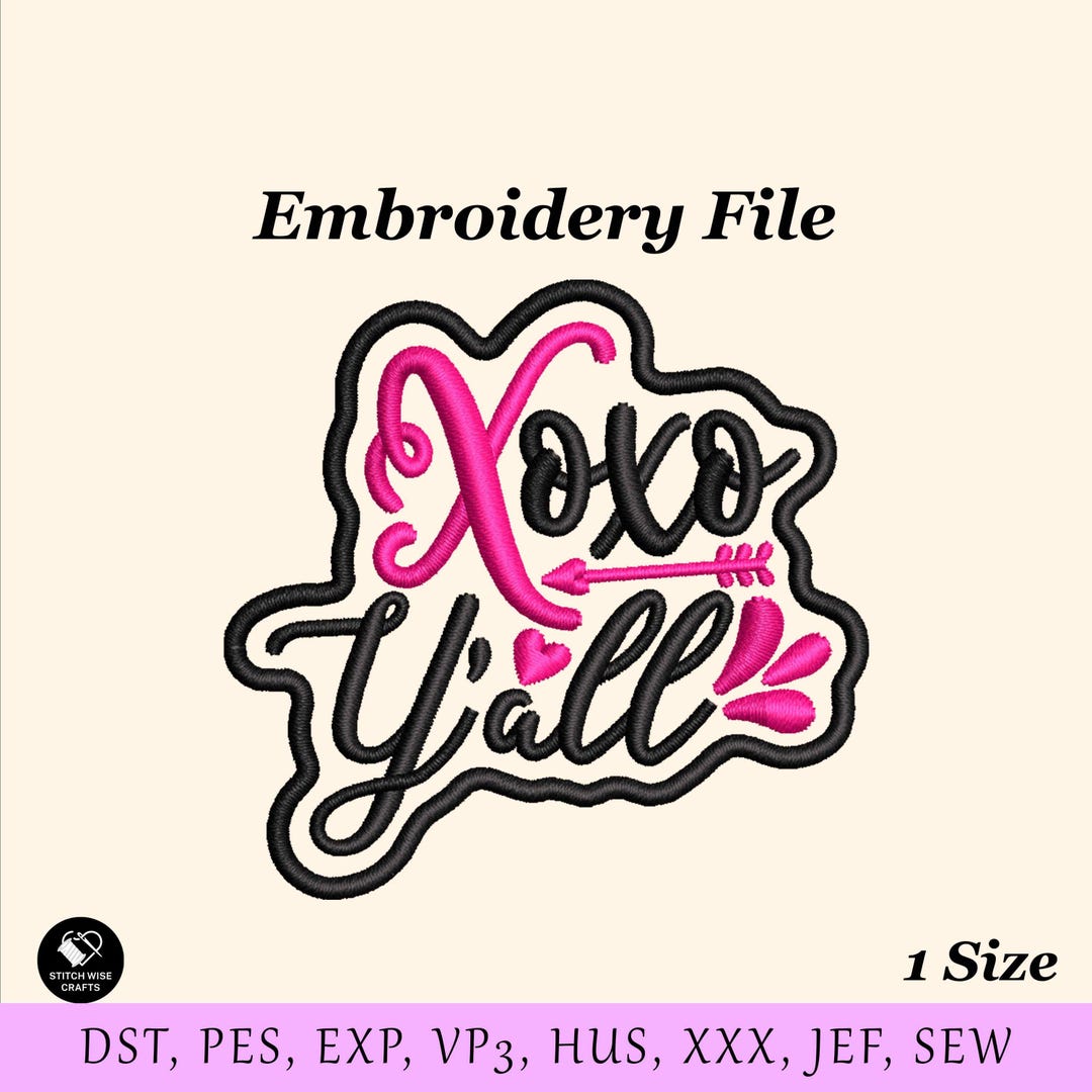 Xoxo Yall Machine Embroidery Design File for Hats and Beanies, Gift Fot ...