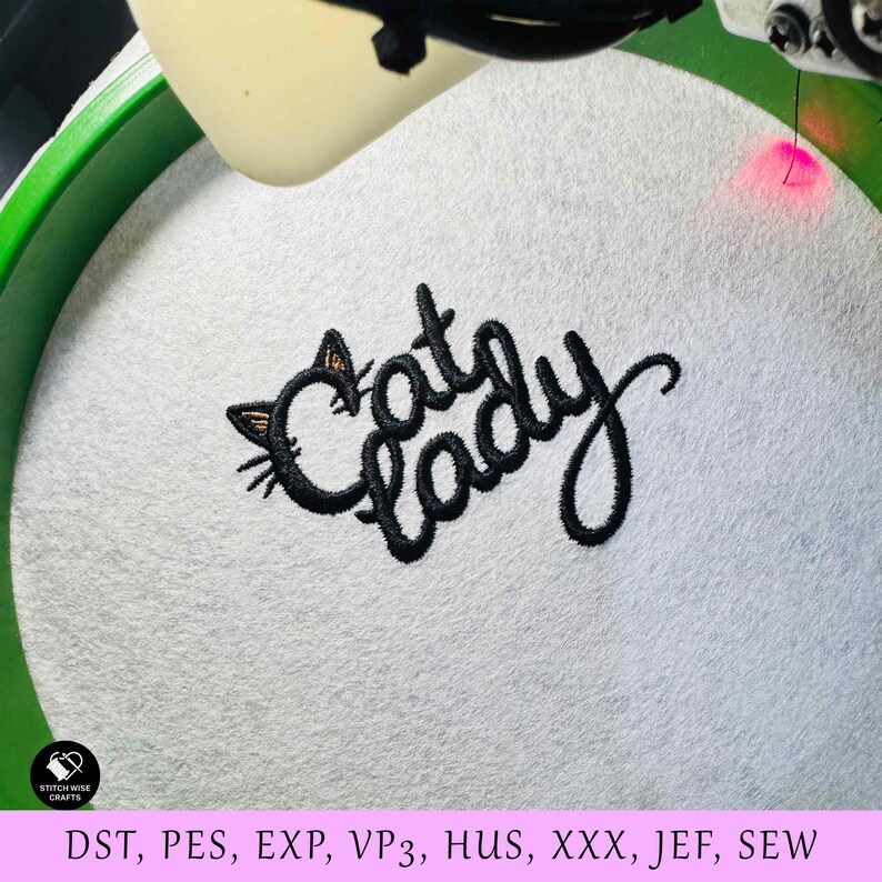 Cat Lady Embroidery Machine File for Hats, Cute Cat Ear Cap Design, Pet ...